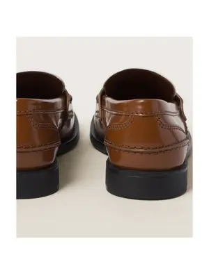 Miu Miu Leather Penny Loafers - Brown