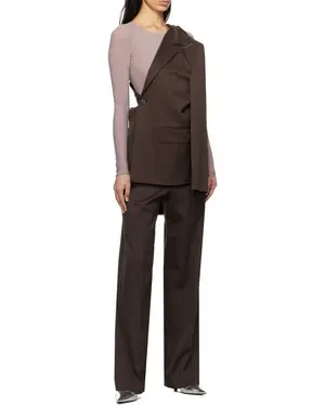 MAISON MARGIELA Cut-out Detailed Buttoned Blazer - Brown