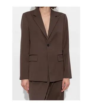 MAISON MARGIELA Cut-out Detailed Buttoned Blazer - Brown