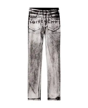 Givenchy Straight Fit Painted Denim Jeans - Gray