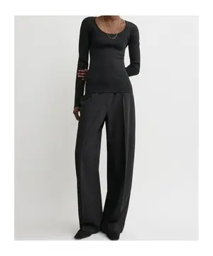 TOTEME Scoop Neck Long Sleeve Knitted Top - Black