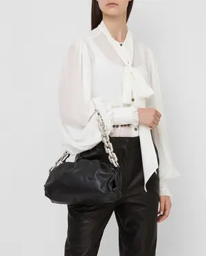 Bottega Veneta Chain-trimmed Leather Shoulder Bag - Black