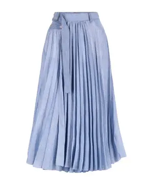 Sacai Pleated Belted Denim Midi Skirt