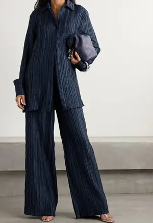 16Arlington High-waisted Wide-leg Trousers With Fine Pleats