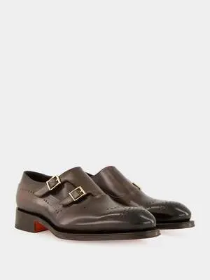 Santoni Double-buckle Monk Strap Shoes - Brown