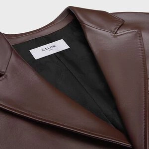 Celine Tailored Jacket In Soft Lambskin - Chocolate