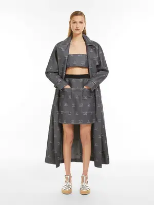 Max Mara Jacquard Pattern Button Trench Coat