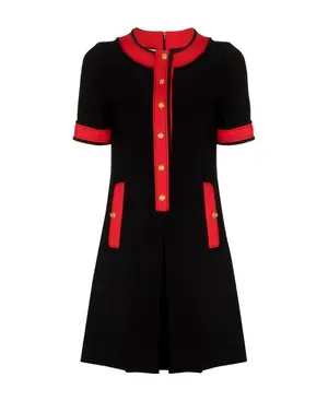 Gucci Contrast Trim Mini Shift Dress - Black