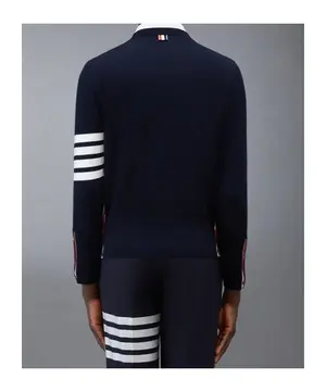 Thom Browne 4-bar Striped Trim Pullover