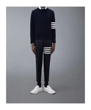 Thom Browne 4-bar Striped Trim Pullover