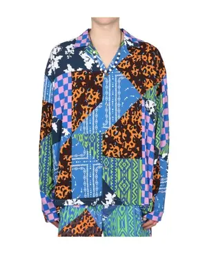 MARCELO BURLON COUNTY OF MILAN Hawaii Mix Match Shirt - Blue