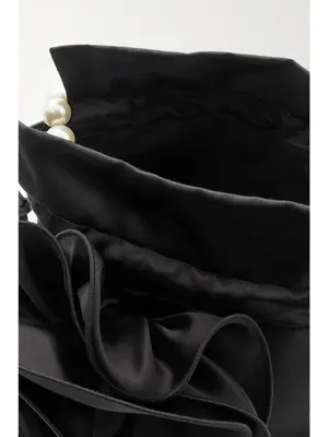 Magda Butrym Satin Shoulder Bag With Faux Pearl Handle - Black