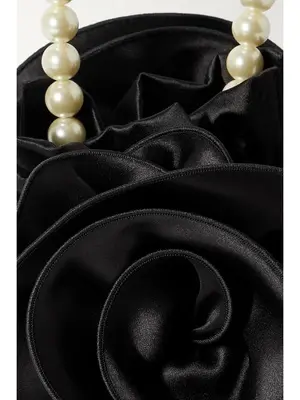 Magda Butrym Satin Shoulder Bag With Faux Pearl Handle - Black