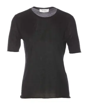 LISA YANG Ari Short Sleeve Knit T-shirt - Black
