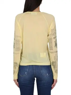 Dsquared2 Logo Printed Long Sleeve Crewneck Top