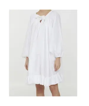 PATOU Bow Detailed Long Sleeve Mini Dress
