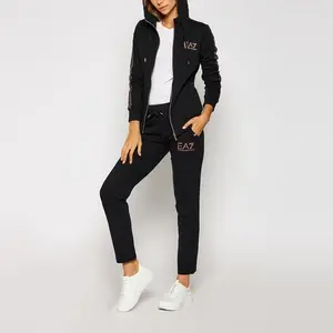 EA7 Hooded Zip-through Jacket With Logo Detail - Black