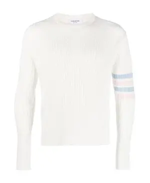 Thom Browne 4-bar Cable Knit Jumper - White