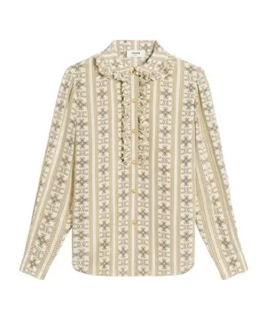 Celine Ruffled Crepe De Chine Blouse - No
