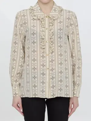 Celine Ruffled Crepe De Chine Blouse