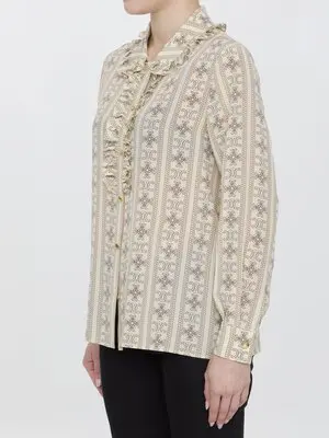Celine Ruffled Crepe De Chine Blouse