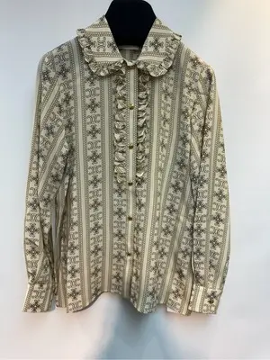 Celine Ruffled Crepe De Chine Blouse