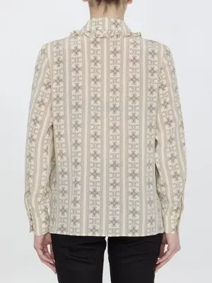 Celine Ruffled Crepe De Chine Blouse