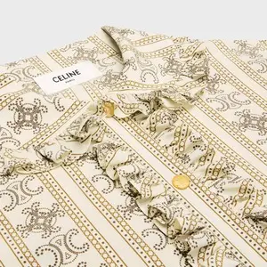 Celine Ruffled Crepe De Chine Blouse