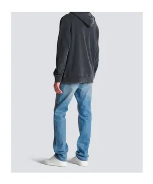 Balmain Vintage Logo Embroidered Hoodie - Grey