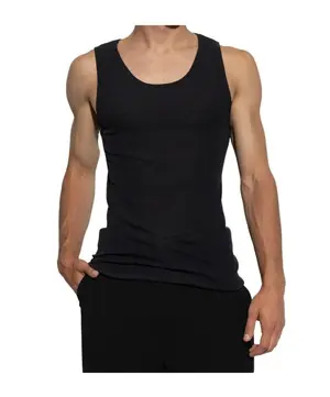 LEMAIRE Ribbed Wool Tank Top - Black