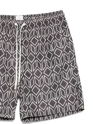 Eleventy Geometric Pattern Swim Trunks - Black