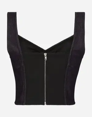 Dolce & Gabbana Logo-tag Denim Corset Top