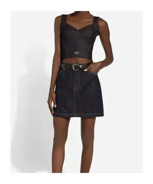Dolce & Gabbana Logo-tag Denim Corset Top