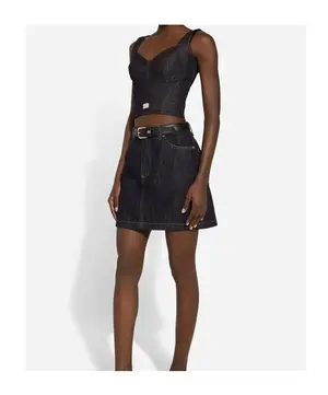 Dolce & Gabbana Logo-tag Denim Corset Top