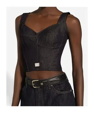 Dolce & Gabbana Logo-tag Denim Corset Top