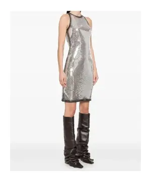 Attico Sleeveless Sequin Dress With Keyhole Detail - Silver