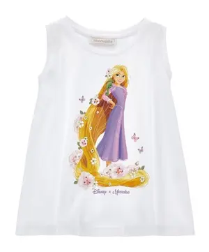 Monnalisa Graphic Print Sleeveless Top With Rhinestone Embellishments - Multicolor