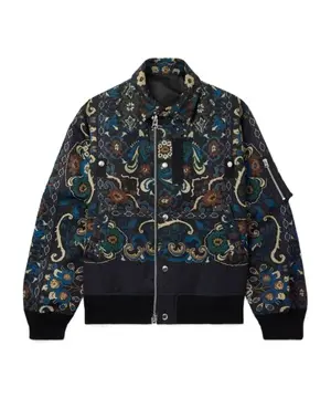 Sacai Paisley-print Zip-front Bomber Jacket - Black