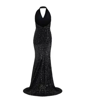 PATOU Halterneck Draped Sequin Gown