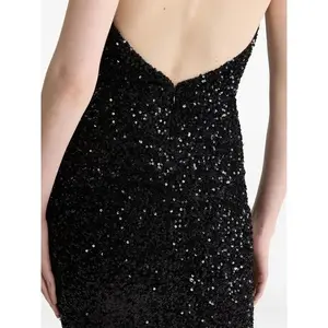 PATOU Halterneck Draped Sequin Gown