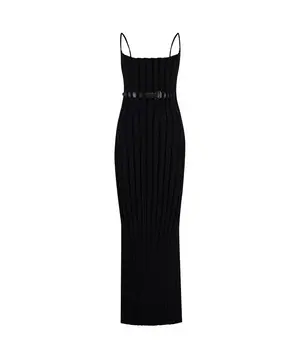 Alexander Wang Belted Square-neck Dress - Black