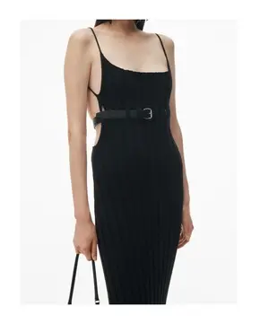 Alexander Wang Belted Square-neck Dress