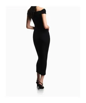 Emporio Armani Twisted Sleeveless Off-the-shoulder Midi Dress