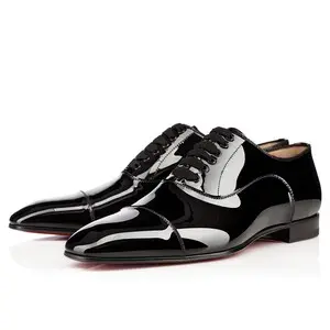 CHRISTIAN LOUBOUTIN Grego Patent Leather Lace-up Oxford Shoes