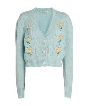Alessandra Rich Embroidered V-neck Cardigan