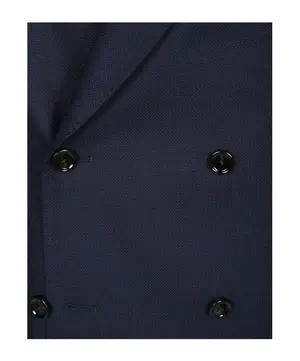 LARDINI Virgin Wool Double-breasted Blazer - Black