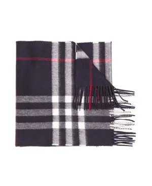 Burberry Check-pattern Fringed-edge Scarf - Blue