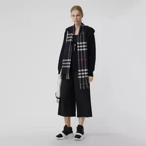 Burberry Check-pattern Fringed-edge Scarf - Blue