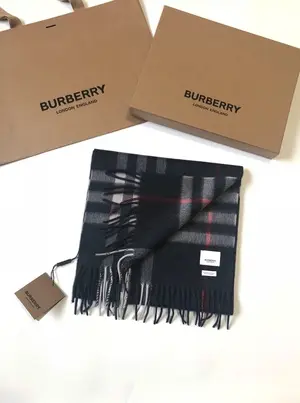 Burberry Check-pattern Fringed-edge Scarf - Blue