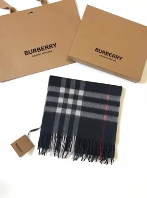 Burberry Check-pattern Fringed-edge Scarf - Blue